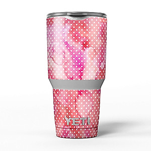 Design Skinz The Red and Pink Watercolor Polka Dots - Skin Decal Vinyl Wrap Kit Compatible with The Yeti Rambler Cooler Tumbler Cups