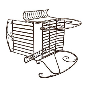 INXXCOROO Outdoor Wrought Iron Bent Arm Single Rocking Chair, Dark Brown