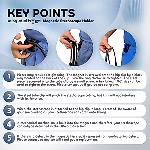 Steth ‘n go Magnetic Stethoscope Holder, Stethoscope Holder Hip Clip Design for Littmann Cardiology and Master Cardiology Stethoscopes, Must-Have Stethoscope Accessories, 1.10 oz