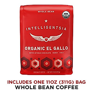 Intelligentsia Coffee, Light Roast Whole Bean Coffee - Organic El Gallo 11 Ounce Bag with Flavor Notes of Milk Chocolate, Honey and Cola