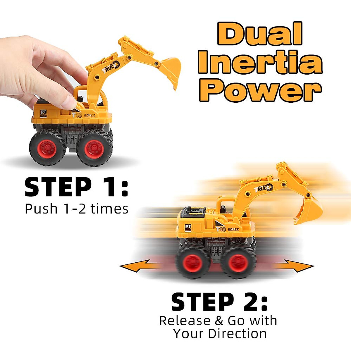 GIOESFUN Construction Toys Truck Excavator Toy for Boys- Push and Go Toy Cars 360 Degree Rotation Sandbox Toy Vehicles for 3 4 5 Year Old Boys