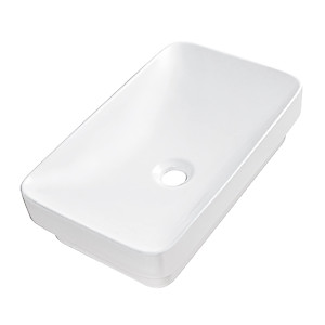 Bathroom Vessel Sink, DeerValley 19'' x 12'' Semi Recessed Bathroom Sink Rectangular White Ceramic Vessel Sinks for Bathroom Modern Bath Sink Bowl Vanity Sink Above Counter Basin DV-1V0047