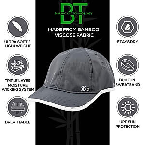 SAAKA Lightweight Sport Hat for Men. Fast Drying, Stays Cools. Best for Running, Tennis, Golf & Working Out. (Graphite)