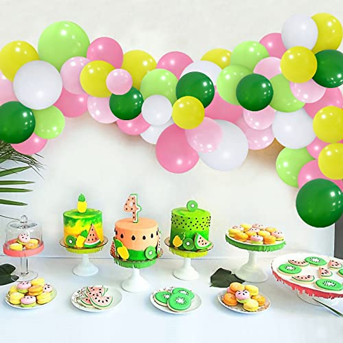 Nobledecor Pink and Green Balloons, 60pcs Pink Balloons 12 Inch Green Balloons, Green and white Balloons Latex Jungle Balloons Garland Kit for Party Birthday Decorations, Pink Green Balloon Arch