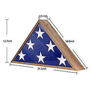 Robhomily Rustic Flag Display Case for Burial Flag, Reclaimed Wood Military Memorial Flag Display Case for 9.5 x 5 American Veteran Burial Flag , Burial Flag Box Display Case for Folded Flag and Medal