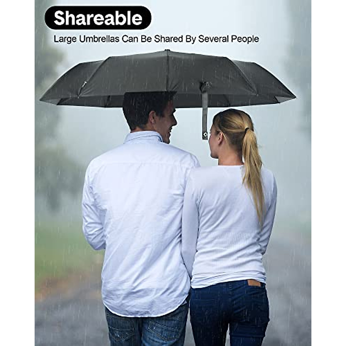 Kacctyen 4 Pieces Travel Umbrellas Compact Windproof Rain Umbrella Automatic Folding Umbrella Small Portable Umbrella for Men Women, Black