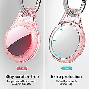CYRILL Air Tag Keychain with Key Ring Designed for Air Tag Case Cover (2021) - Rose Glitter