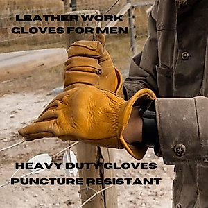 Golden Stag Iron Fencer Work Glove- 207 X-Large Cowhide Leather Fencing Gloves for Men Heavy Duty Double Palm, Guantes de Trabajo Para Hombre, Men Barbed Wire, Ranch, 207XL