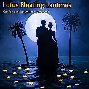 24 Pcs Floating Pool Lights Lotus Floating Lanterns Lifelike Artificial Floating Flowers for Pool with LED Lights Battery Operated Lily Pads Water Lantern for Decor (White, 3.94 Inch, 5.91 Inch)