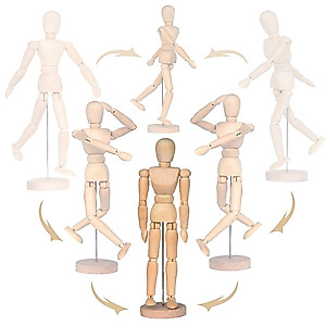 Alikeke 2 Pack 12 Inches Tall Wooden Mannequin Artist Manikin with Stand - Great for Drawing or Desktop Decor （Men and Women/Dad and Mom ）