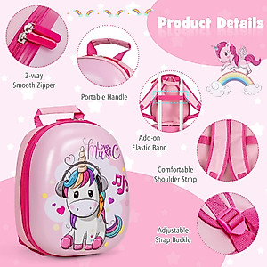 Goplus 2PC Kids Luggage, 12" & 16" Kids Carry On Luggage Set with 4 Spinner Wheels, Lightweight Rolling Spinner Suitcase for Children Toddlers Boys and Girls Travel (Unicorn)