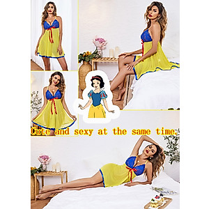 Avidlove Lace Negligee Lingerie Sexy Boudoir Outfits Snow White Costumes Lingerie V-Neck Sleepwear for Curvy Women