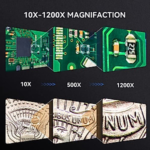 Elikliv EDM501 HDMI Digital Microscope with 10.1" IPS Screen - 1200X Coin Magnifier Video Soldering Microscope with 24MP Sensor, View Entire Coin, TV/Windows/Mac Compatible