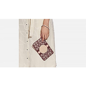 COACH Dempsey Large Corner Zip Wristlet In Signature Jacquard With Stripe Patch (Wine Multi)