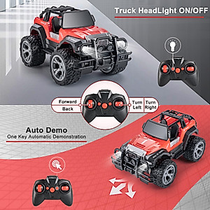 Carox Remote Control Car for Kids-1:16Remote Control Truck with Headlight and Storage Case-80mins Playtime RC Truck for All Terrain-Red Remote Control Jeep Toy for Boys Girls Kids (red)