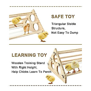 Chicken Perch Wooden Chicken Roosting Bar- Small Baby Chick Stand Training Perch Chicken Toys Strong Handmade Chicken Jungle Gym for Brooder, Coop, Hens, 15.5" x 10.6" x 7"