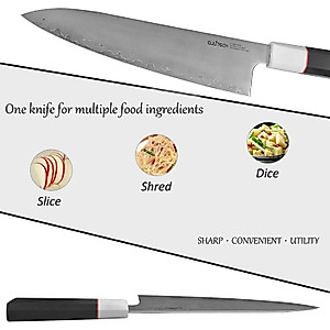 CULITECH Chef Knife, 9.5 inches Extreme Sharp High Carbon Alloy Steel Stainless Knife with G10 Octagonal Handle for Kitchen and Restaurant used