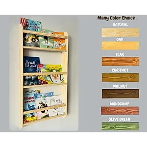 Furpinea 3 Tier Natural Wood Handmade Montessori Kids Bookshelf, Wall Mounted Space Saver Children for Nursery (Wide 24" Width, Natural)