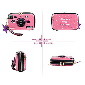 KUANG! Women Fashion Camera Shaped Crossbody Handbag PU Leather Vintage Shoulder Bag Novelty Clutch Box Girls Purse