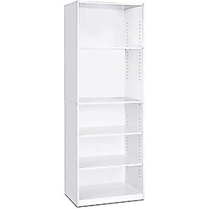 FURINNO JAYA Simply Home 5-Shelf Bookcase, 5-Tier, White