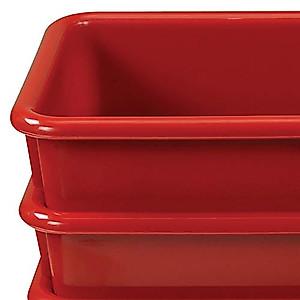 Kaplan Early Learning Vibrant Colored Storage Bin - Set of 5 - 5.25" x 12.25" x 8" - Red