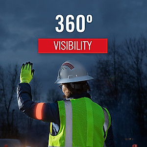 Coast SH300 Full Brim Safety Hard Hat with Directional Reflective Arrows White, 1 Count (Pack of 1)