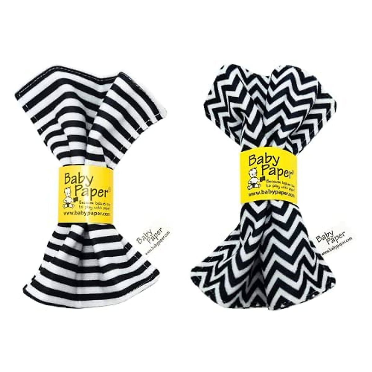 Baby Paper Original Crinkle Sensory Toy | Black and White Stripe and Zig Zag 2-Pack | Crinkle Paper for Babies | Sensory Baby Toys