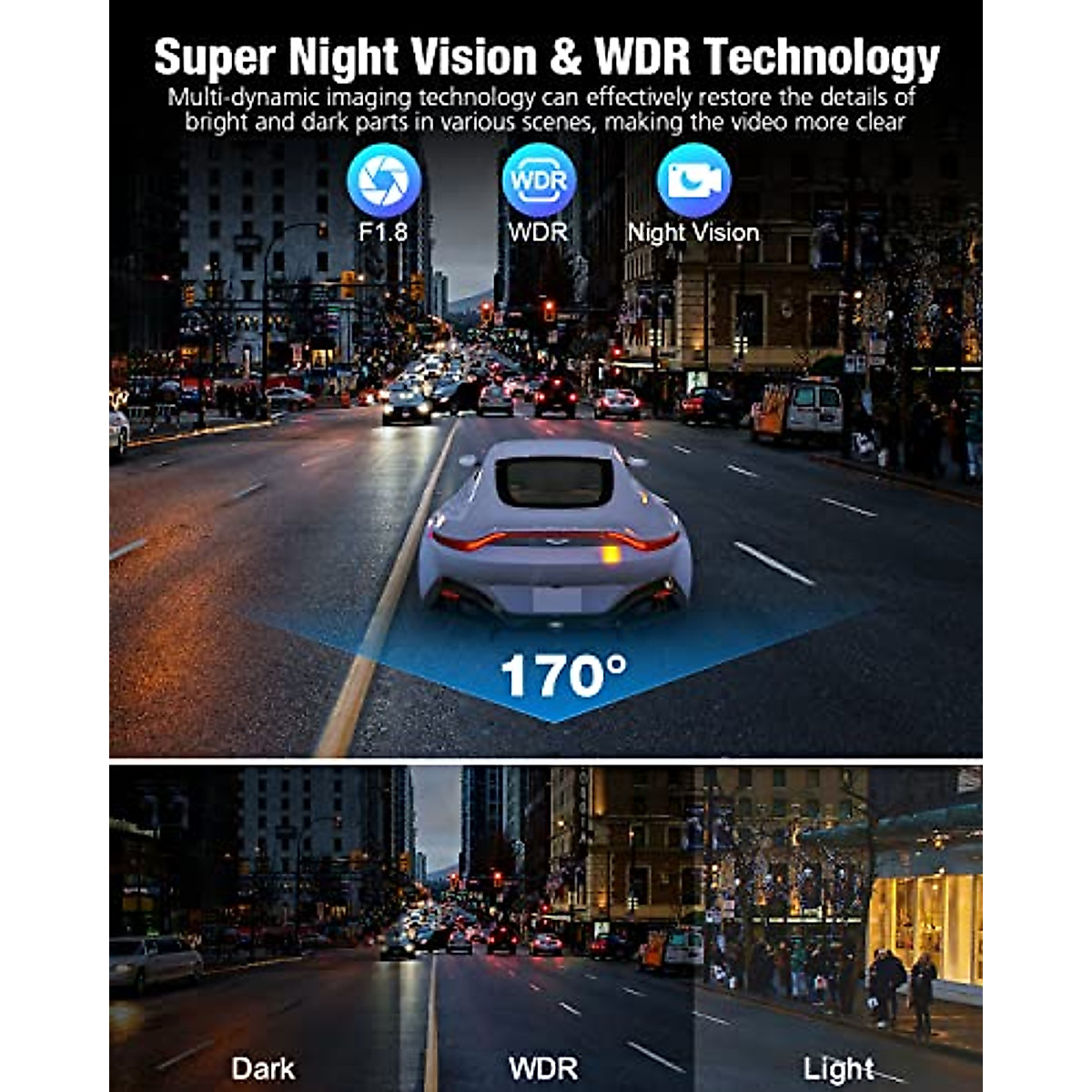 OMBAR Dash Cam Front and Rear 4K/2K/1080P+1080P 5G WiFi GPS, Dash Camera for Cars with Free 64G SD Card, Dual Dash Cam with WDR Night Vision, 24h Parking Mode,170°Wide, G-Sensor, Loop Recording, APP