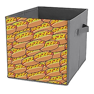 Delicious Hotdogs Large Cubes Storage Bins Collapsible Canvas Storage Box Closet Organizers for Shelves
