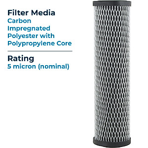 SpiroPure SP-C1 10x2.5 5 Micron Dual Purpose Sediment and Carbon Water Filter Cartridge C1 155002-43 D-10A (Case of 24)