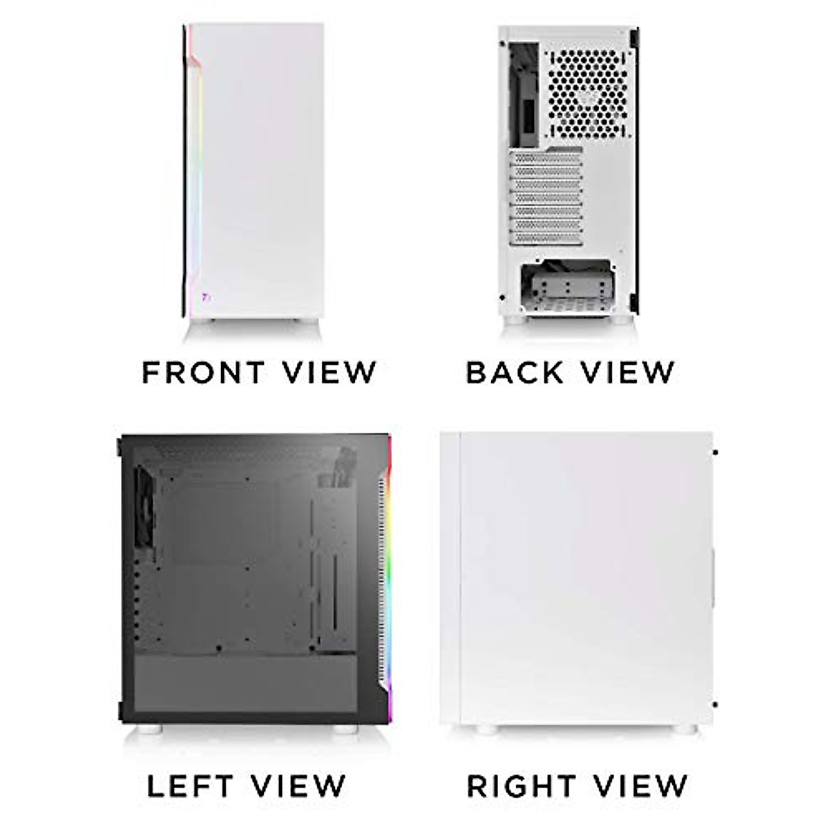 Thermaltake H200 Tempered Glass Snow Edition RGB Light Strip ATX Mid Tower Case with One 120mm Rear Fan Pre-Installed CA-1M3-00M6WN-03