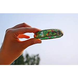 Cloisonne Bracelet for Women Jewelry Transparent Colorful Wide Wrist Atmosphere Bracelet (Green, copper)