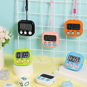 24 Packs Small Digital Kitchen Timer Magnetic Back and Switch Minute Second Count up Countdown Big LCD Display Loud Alarm for Teacher Cooking Baking Kids