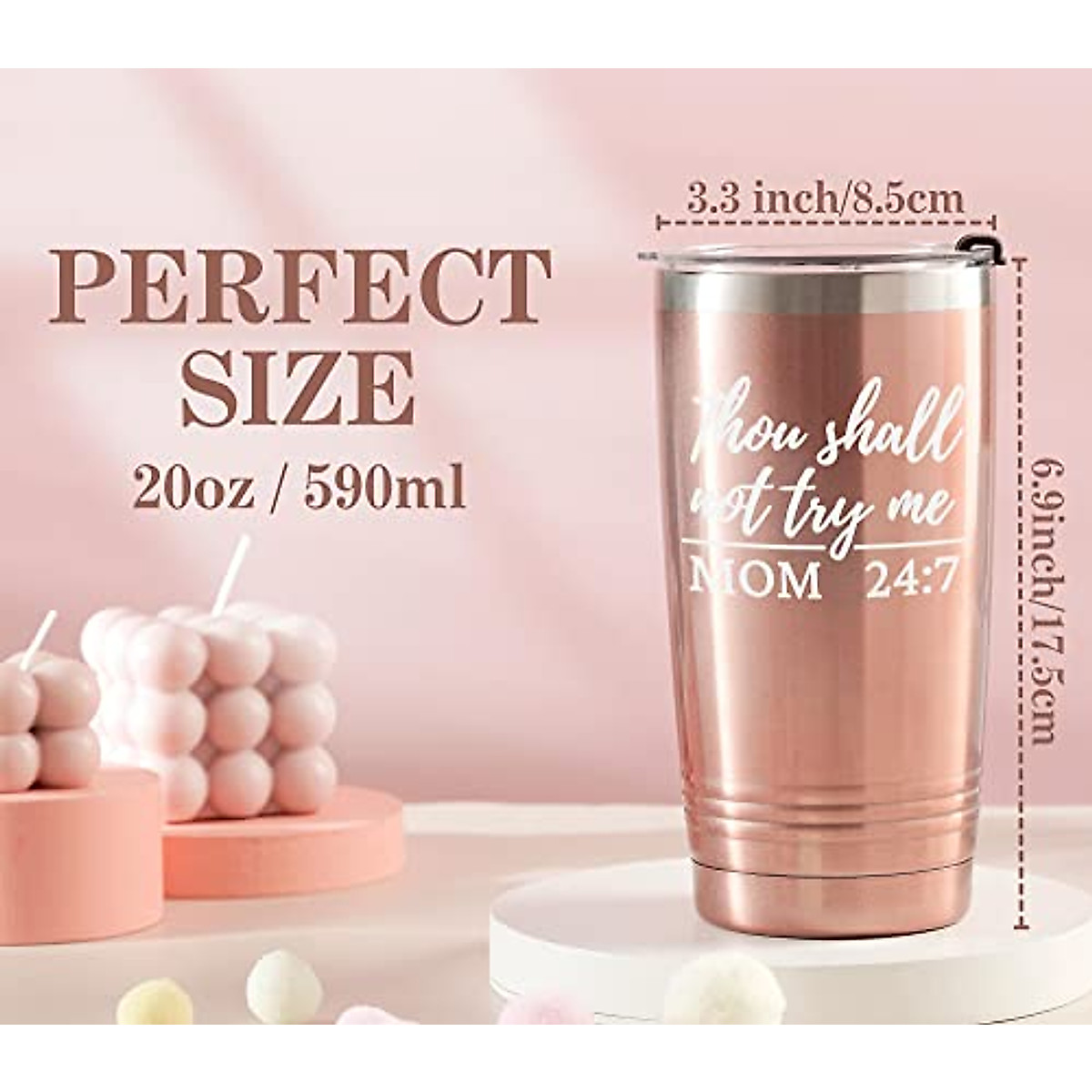 Onebttl Funny Mom Gifts from Daughter, Son, for Birthday, Mother's Day, Christmas, 20oz Tumbler Mug with Lid and Straw - Thou Shall Not Try Me