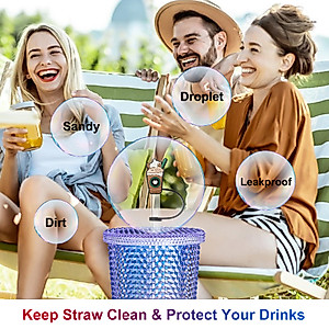KEUYE Straw Cover Compatible With Starbucks Cup, 7Pcs Reusable Drinking Straw Cover, Splash Proof Straw Cover Cap, Straw Covers Cap for Tumbles,Cups Accessories (7-8MM-7PCS).