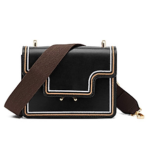 DEVPSISR Wide Shoulder Purse Strap Replacement Adjustable Belt Canvas Bag Crossbody Handbag (Leather Buckle-Brown)