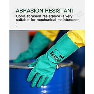 PACIFIC PPE 2 Pairs Nitrile Chemical Resistant Gloves, Flocked, Resist Strong Acid, Alkali, 15 mil, 12.6", Large