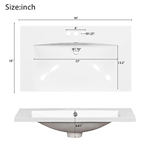 30'' Bathroom Vanity with Top Sink, Modern Bathroom Storage Cabinet with 2 Drawers and a Tip-out Drawer, Single Sink Bathroom Vanity, Bathroom Storage Cabinet Vanities for Bathroom Navy Blue 30inch