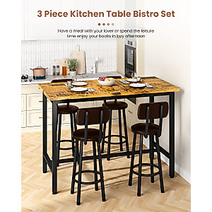 DKLGG Bar Stools, Set of 4 Bar Chairs, Tall Bar Stools with Backrest, PU Upholstered Breakfast Stools Armless Dining Chairs for Kitchen Island Pub Living Room