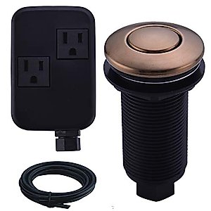 SINKINGDOM SinkTop Air Switch Kit with Champagne Bronze Long Button(Brass Cover) for Garbage Disposal
