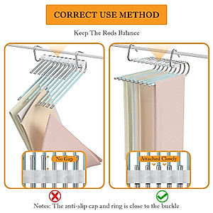 [2024 Upgraded] Zensbin Space-Saving 9-Layer Pant Hanger with Non Slip Stainless Steel Rack for Jeans, Trousers and Shirts (2 Pack)