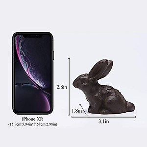 BRASSTAR Cast Iron Rabbit Statue 3.1”Garden Home Office Desk Decor Paperweight Collection Animal Figurine TQZDPT44