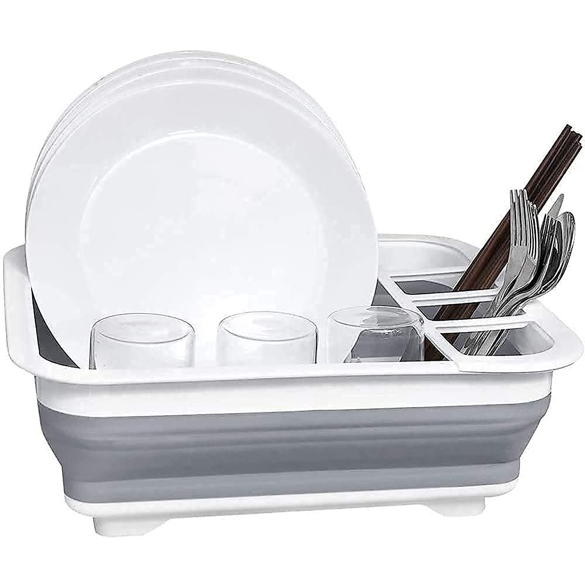 Plate Rack Dish Drainer Rack Collapsible Racks Space Saving Folding and Cutlery Drainer for Kitchen Easy Storage Bpa-Free Cutlery Pan Plate Holder