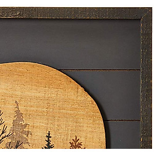 NIKKY HOME Cute Bear in The Forest Woodland Decorative Wood Framed Wall Art Prints Cabin Decor, 16" x 12", Dark Slate Grey