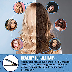 HAI Convertible Flat Iron Hair Straightener for Women - Professional Ceramic Fast Heating Hair Flat Iron with 5 Temperature Levels - Best Hair Straightener for All Hair Types - (Classic Blue)