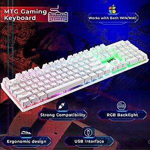 Gaming Kit for PC, RGB Keyboard and Mouse, Gaming Headphone, Large LED Desk Mat with Smooth Surface with RGB Modes for Desktop Computer, Xbox and PS4 Gamers - MTG 4 in 1 Combo