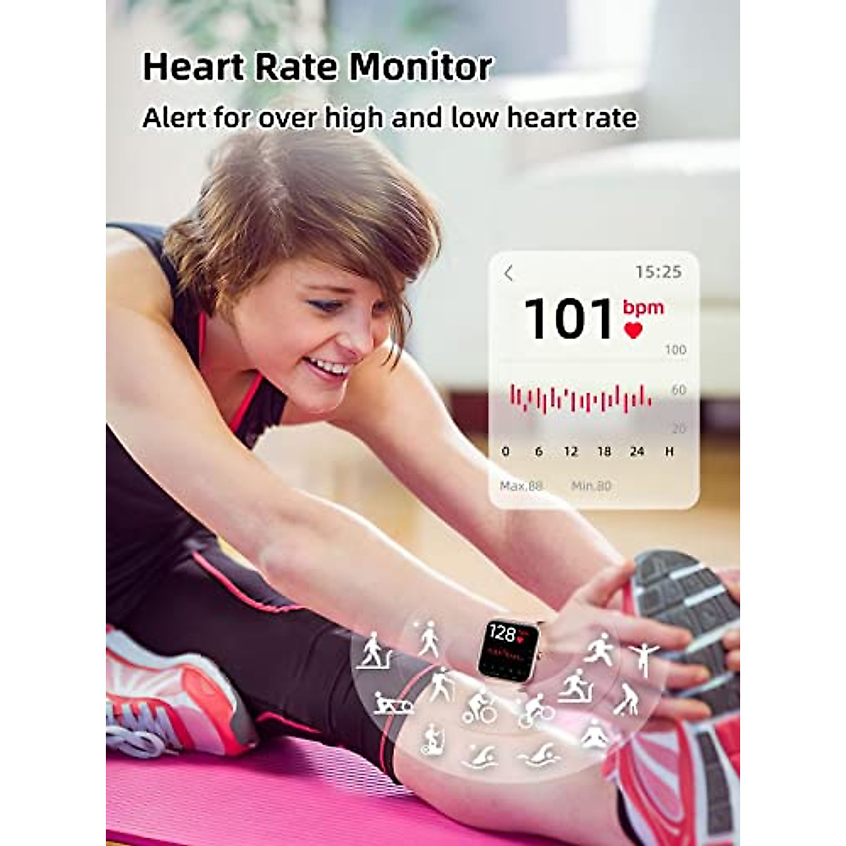 Alexa Smart Watch for Women, Alexa Built-in, RERE Fitness Tracker for Blood Oxygen, Heart Rate, Sleep Monitor, 1.69 inch Smartwatch for Android and iPhone, 5ATM Waterproof, 10 Day Battery Life, Pink