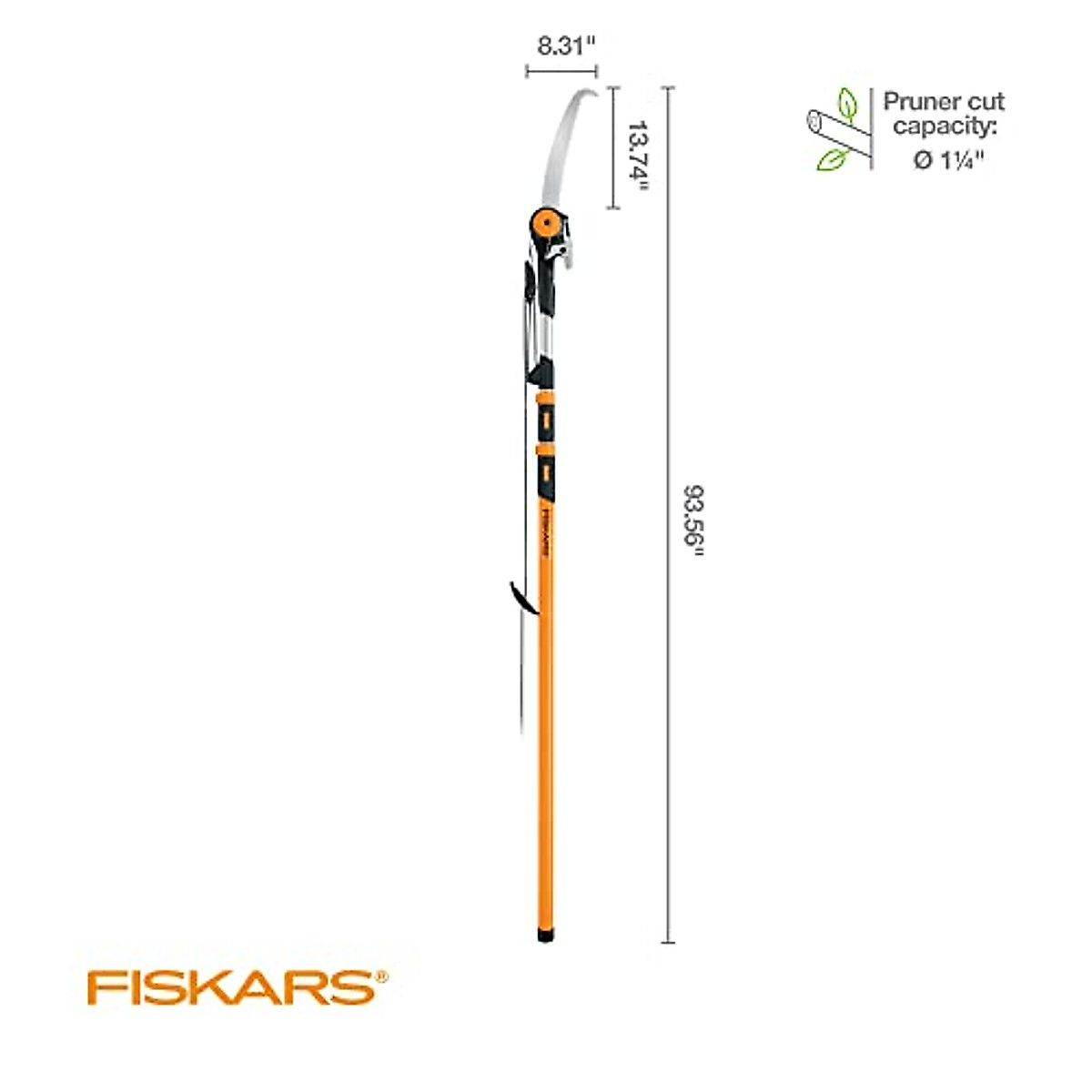 Fiskars Chain Drive Extendable Tree Pruner and Pole Saw - 7'-16' Extendable Tree Trimmer Gardening Tool - Orange