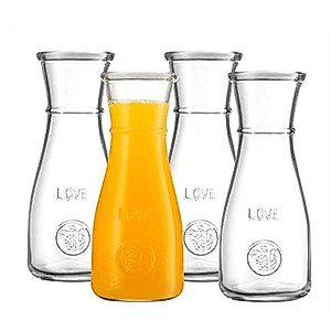 750 ml Carafe Pitcher Glass - The LOVE Drink, Juice, Glass Water Pitcher & Water Carafe - Elegant Wine Decanter & Mimosa Bar Set - Easy Grip Neck & Wide Mouth for Pouring by Kitchen Lux