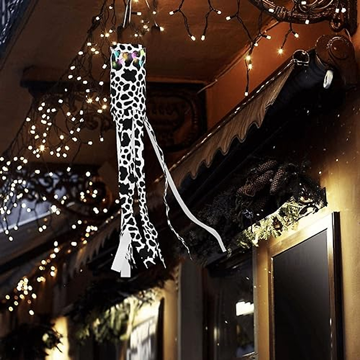 Halloween Windsock Garden Décor - Lighted 40 Inch with Lights - Fast Drying and Lightweight Christmas Holiday with Light Cow Fur Print